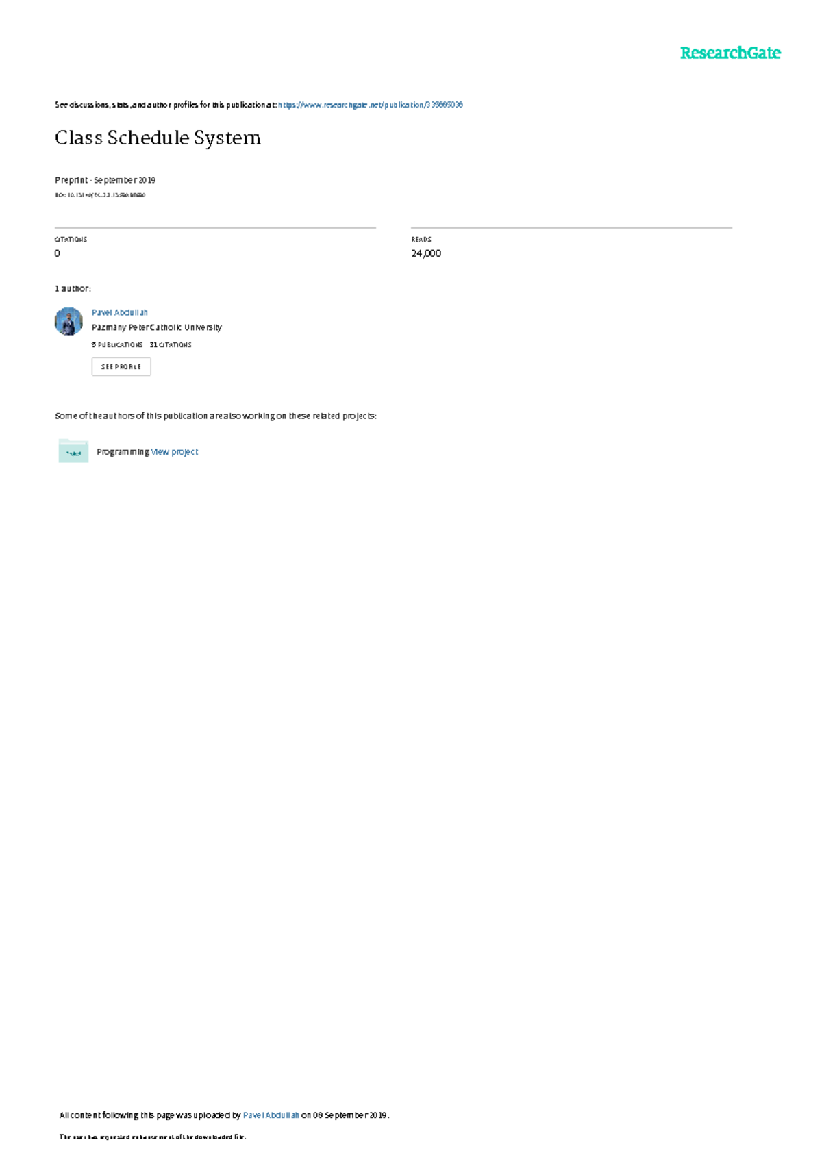 Pavel-Class Scheduling System-1 - See discussions, stats, and author ...