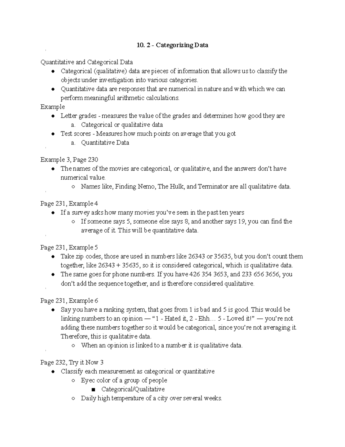 Quantitative Reasoning - W - 10 2 19 - 10. 2 - Categorizing Data ...