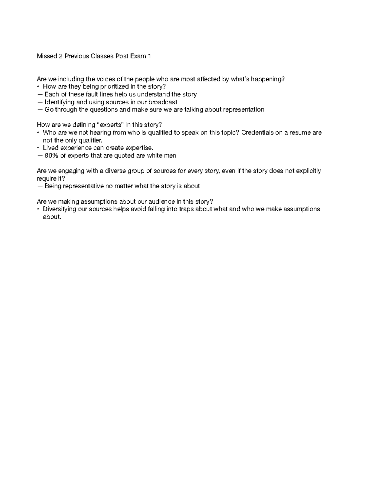 Reporting Current Events - Missed 2 Previous Classes Post Exam 1 Are we ...