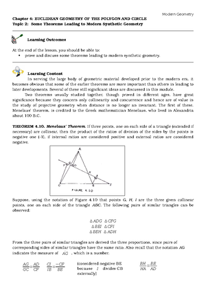 Module 2 Finite Geometries - Modern Geometry Module 2: Finite ...