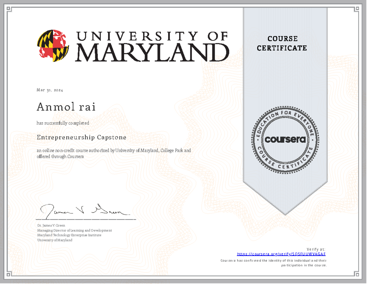 Mukul Garg 1000016430 certificate 4 - M a r 3 1 , 2 02 4 An mol ra i ...