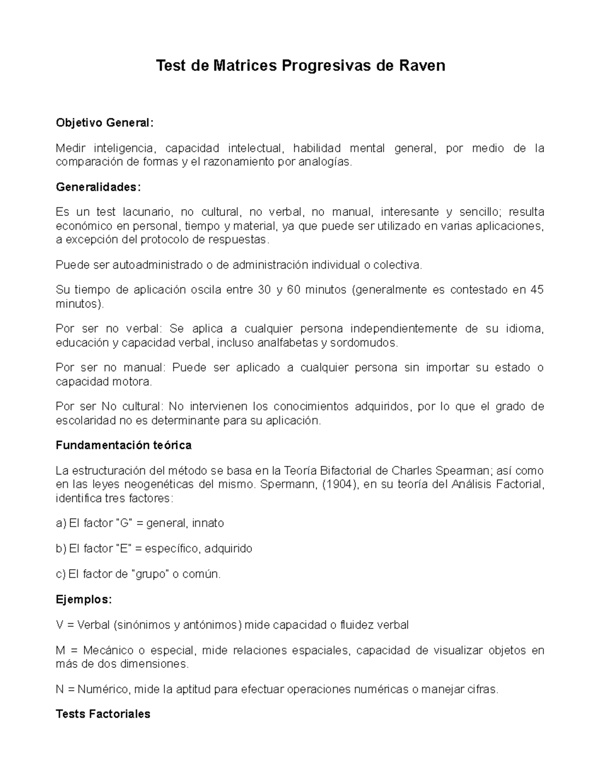 Marco protocolo raven - Test de Matrices Progresivas de Raven Objetivo ...