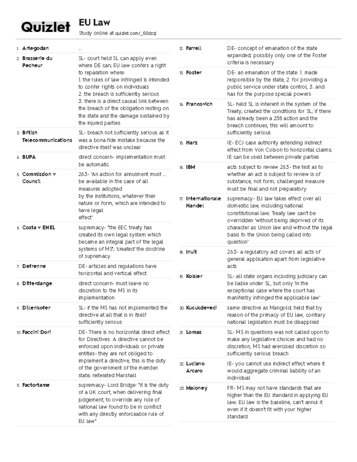 Law&Policy EU 1 Cases - EU Law Study online at 1. Artegodan ... 2 ...
