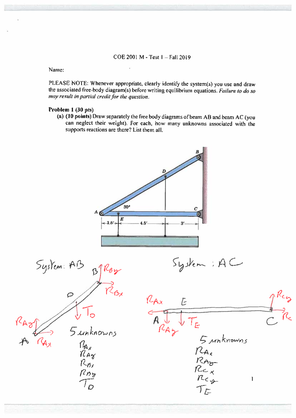 Fa19 Test1 - Practice Exam Questions - COE 2001 M Test Fall 2019 Name ...