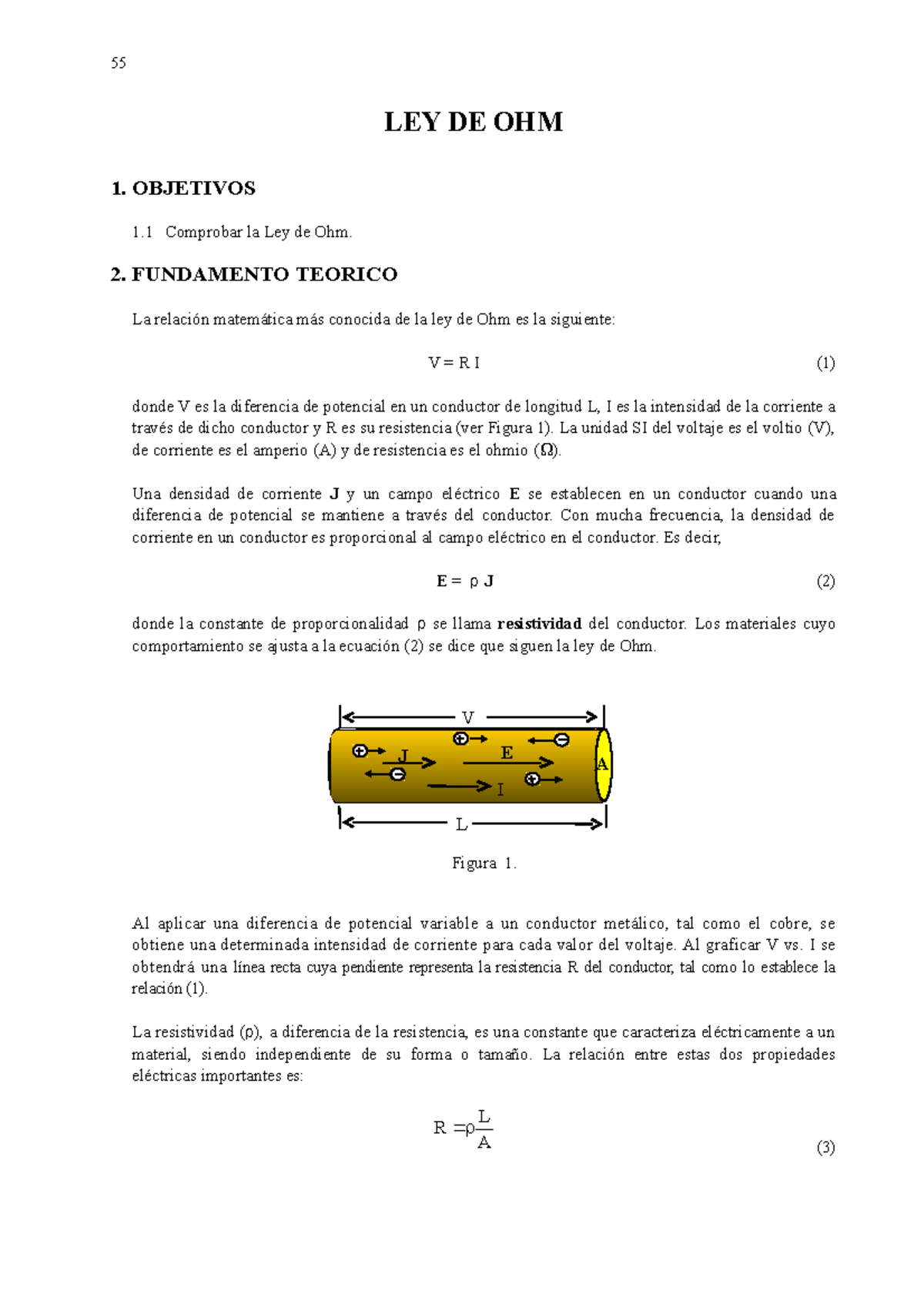 Ley de Ohm - Jaiamavsykna jsiaman - LEY DE OHM 1. OBJETIVOS 1 Comprobar ...
