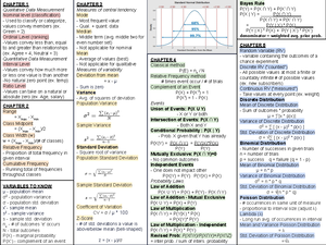 BU255 Midterm Cheat Sheet - Chapter 1 Vocabulary: Qualitative data: labels or names for - Studocu