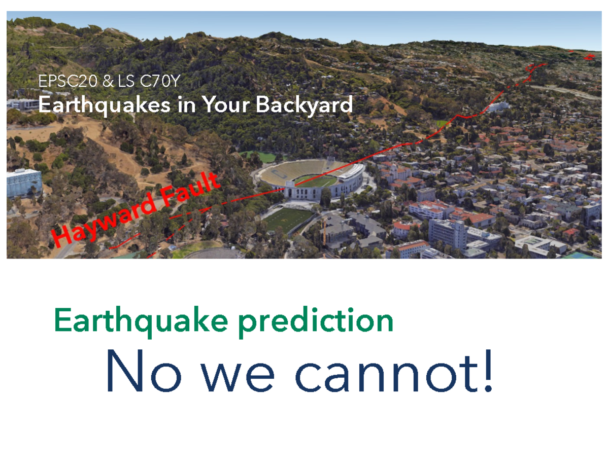 L20-Eq Prediction - Notes - Earthquake prediction No we cannot! EPSC20 ...