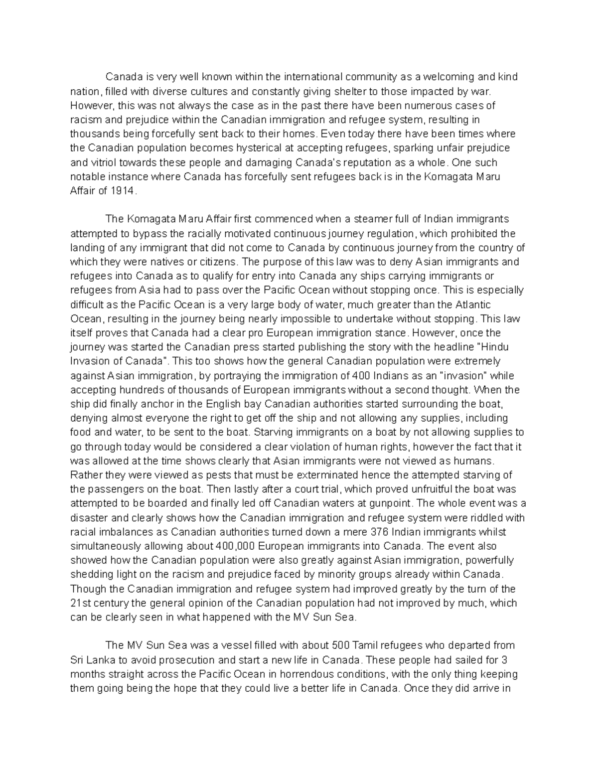 Historical Thinking Concepts Reflection Komagata Maru events - Canada ...