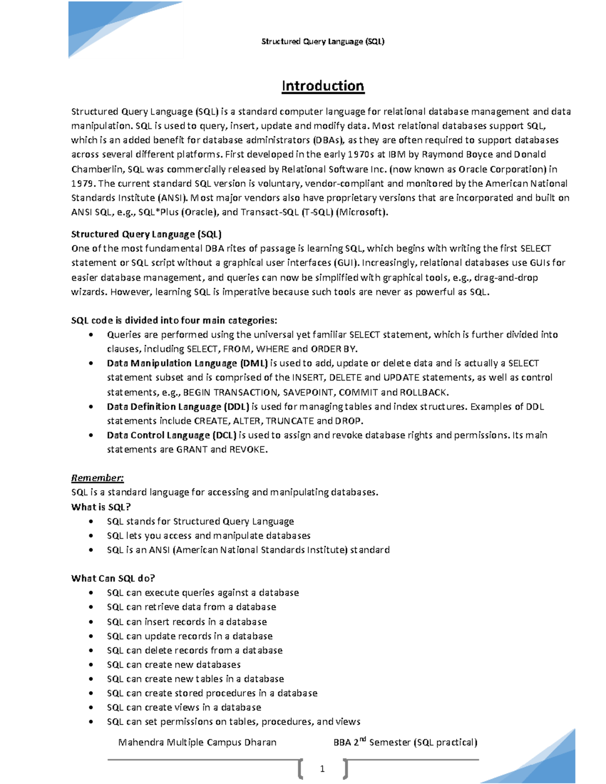 SQL Practicle - THIS IS THE NOTES ABOUT THE SQL FILE AND LINUX FILE ...