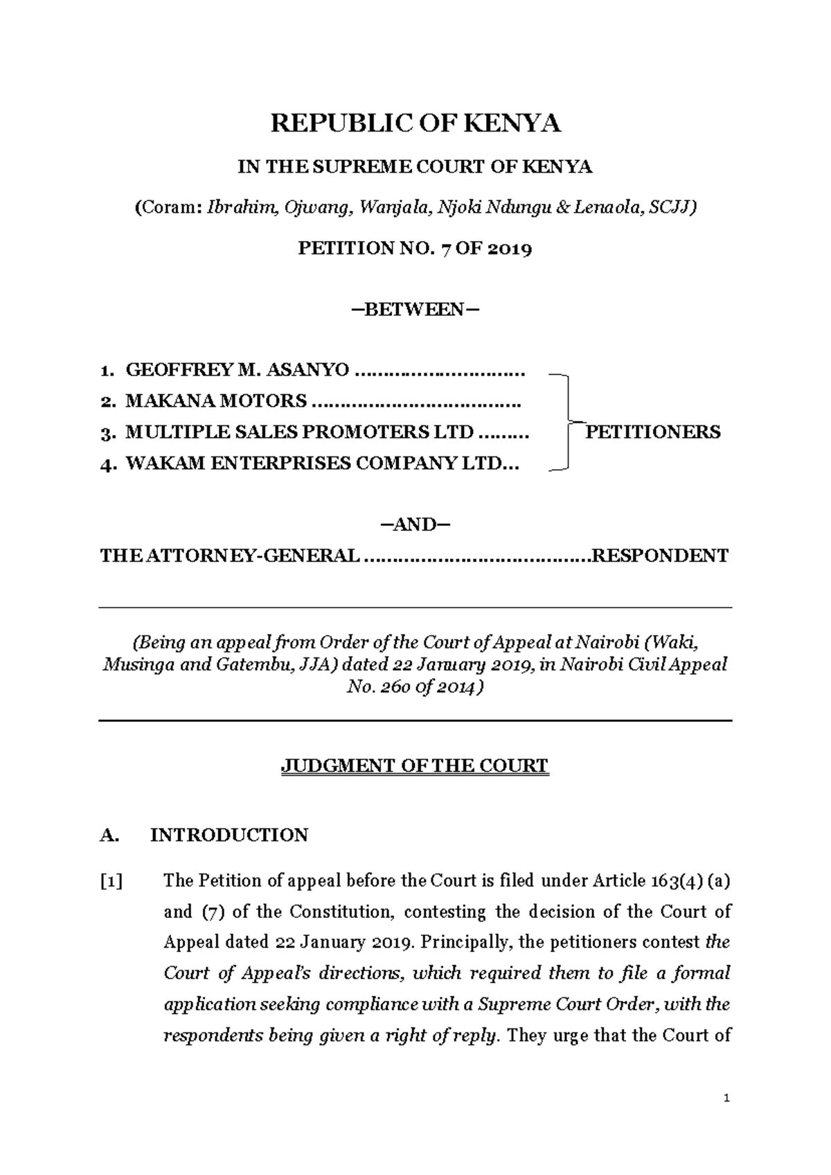 Judgement Petition 7 of 2019 Geoffrey - REPUBLIC OF KENYA IN THE ...