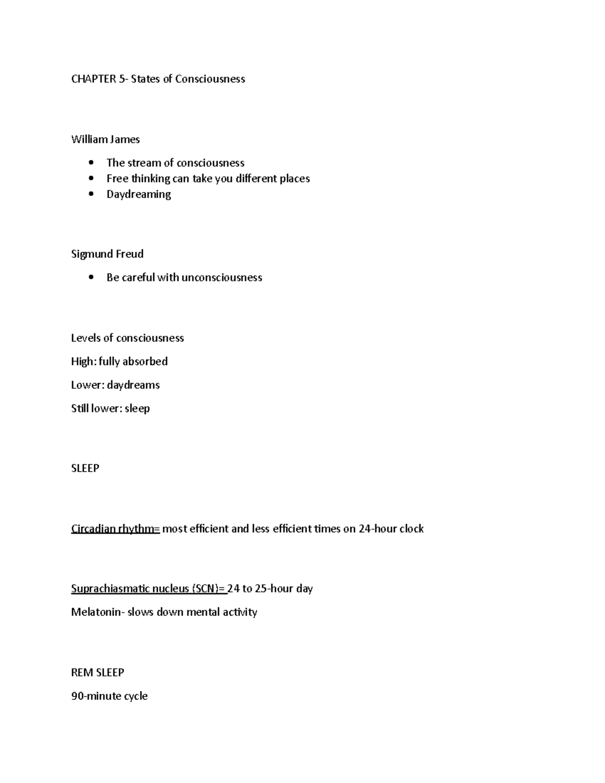 Ch.5 lecture notes - Mr. McClaren - CHAPTER 5- States of Consciousness ...