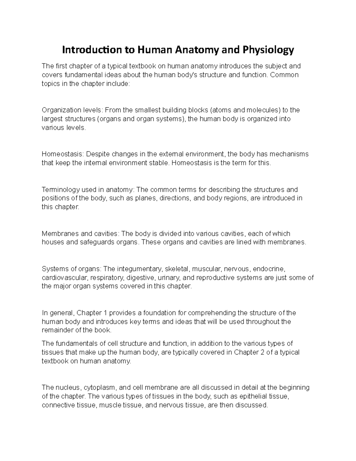 Introduction to human anatomy and physiology - Introduction to Human ...