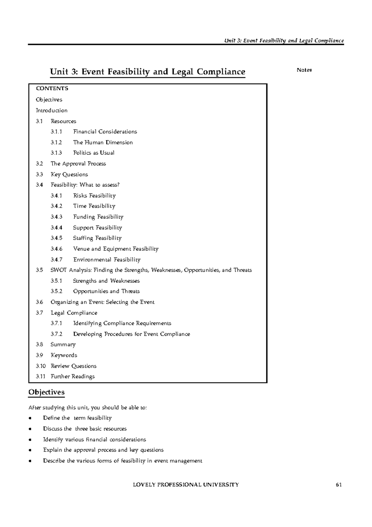 Event Management - UNIT3 - Unit 3: Event Feasibility and Legal ...
