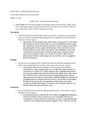 KOM2 Task 4 Teaching self-evaluation - Ashtan Mack KOM2 Task 4 ...