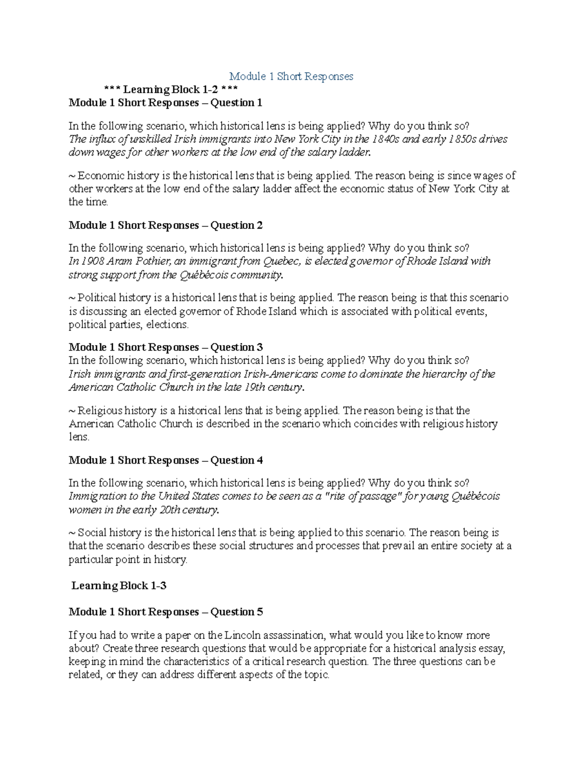 HIS200 Module#1 Shirt Response Questions - Module 1 Short Responses ...