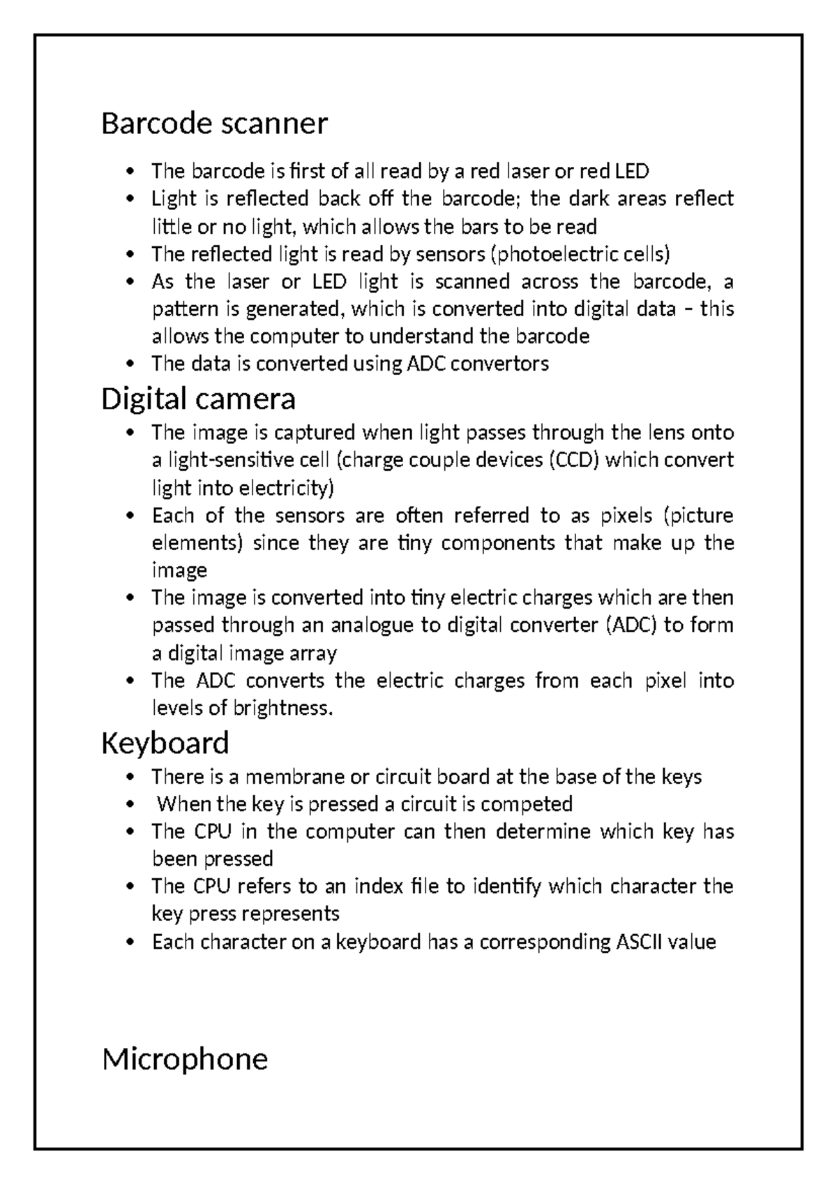 3rd Chapter Notes Computer Science - Barcode scanner The barcode is ...