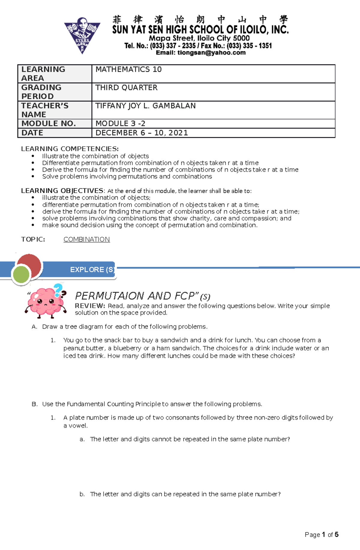 MOD 3.2 Grade Ten_Mathematics - LEARNING AREA MATHEMATICS 10 GRADING ...