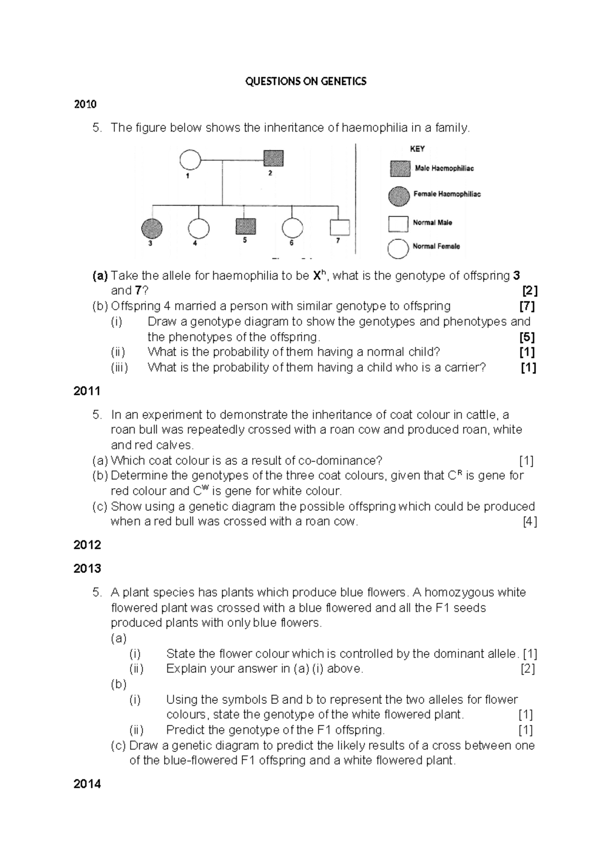 Questions ON Genetics - Summary Psicologia Generale - QUESTIONS ON ...