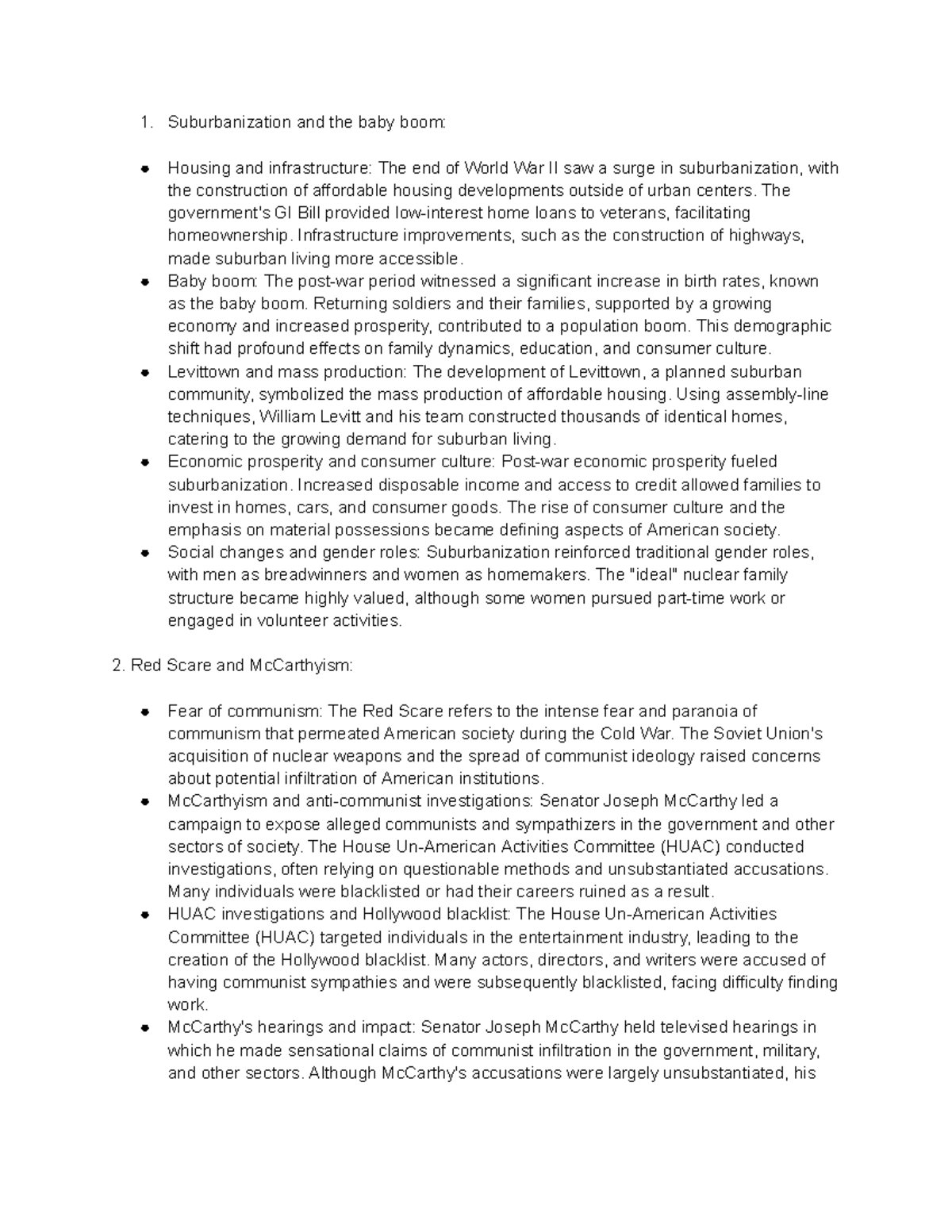 Unit 11 Apush - Suburbanization and the baby boom: Housing and ...