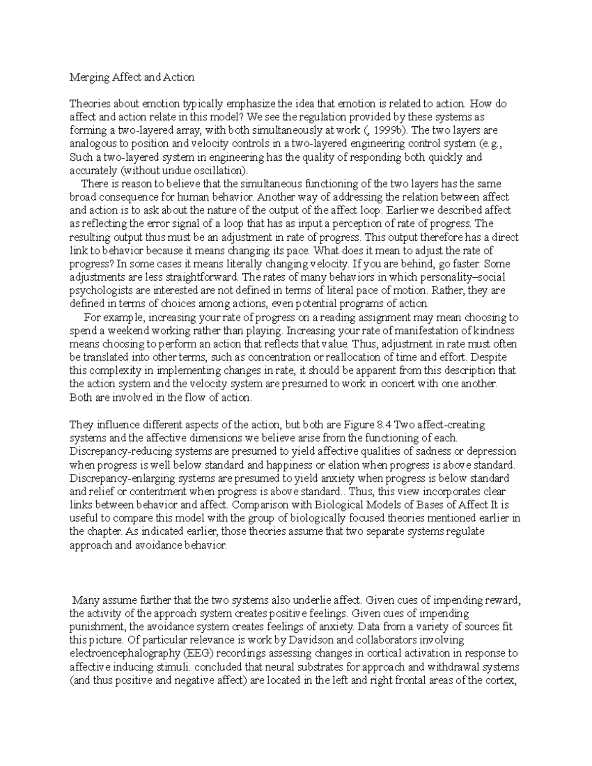 Merging Affect and Action - Merging Affect and Action Theories about ...