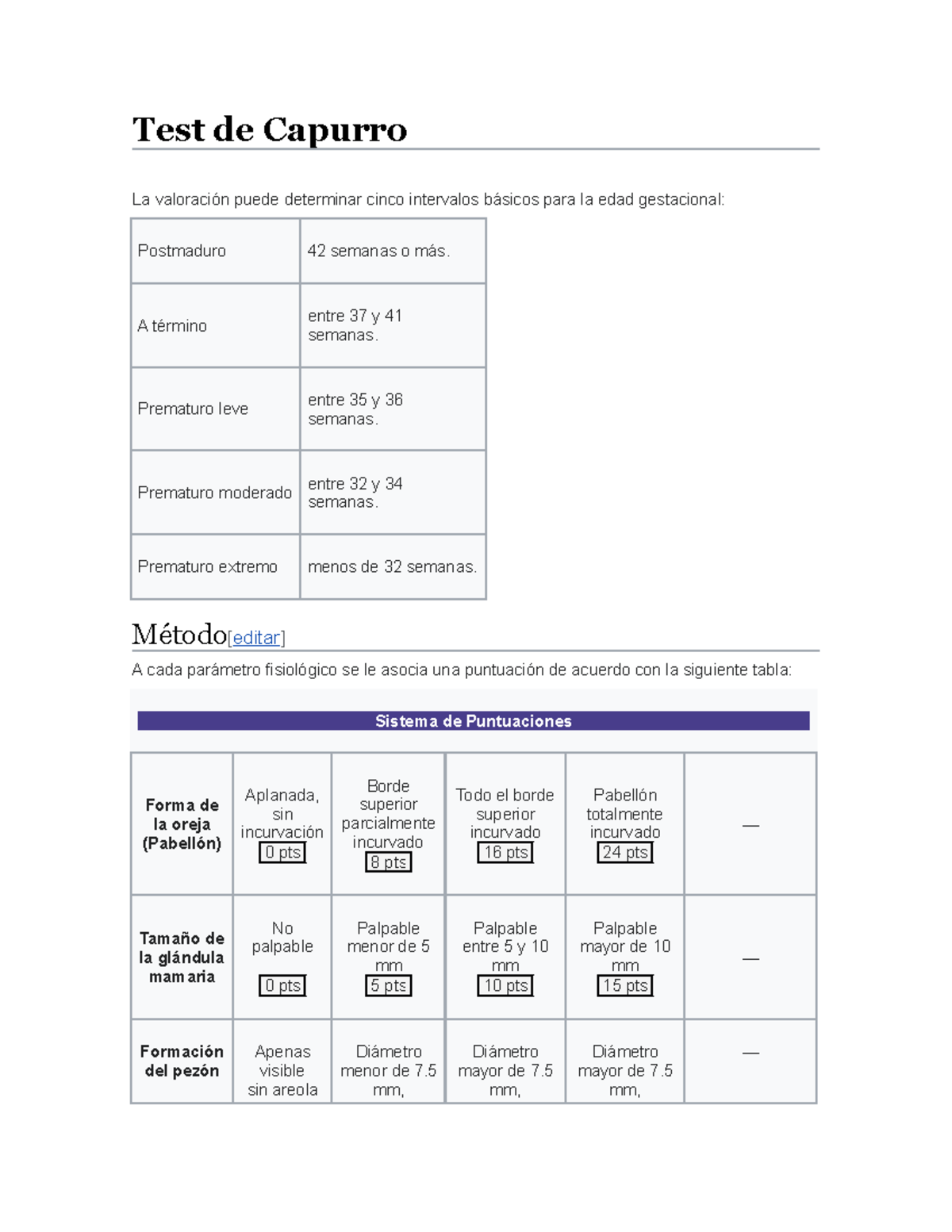 TESTPnavavb2413 - Test de Capurro La valoración puede determinar cinco ...