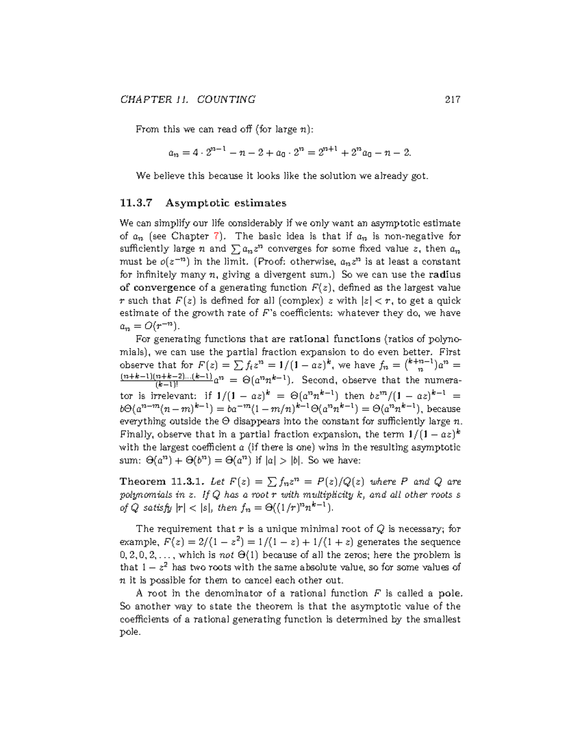 Recovering the sum of all coefficients - From this we can read off (for ...