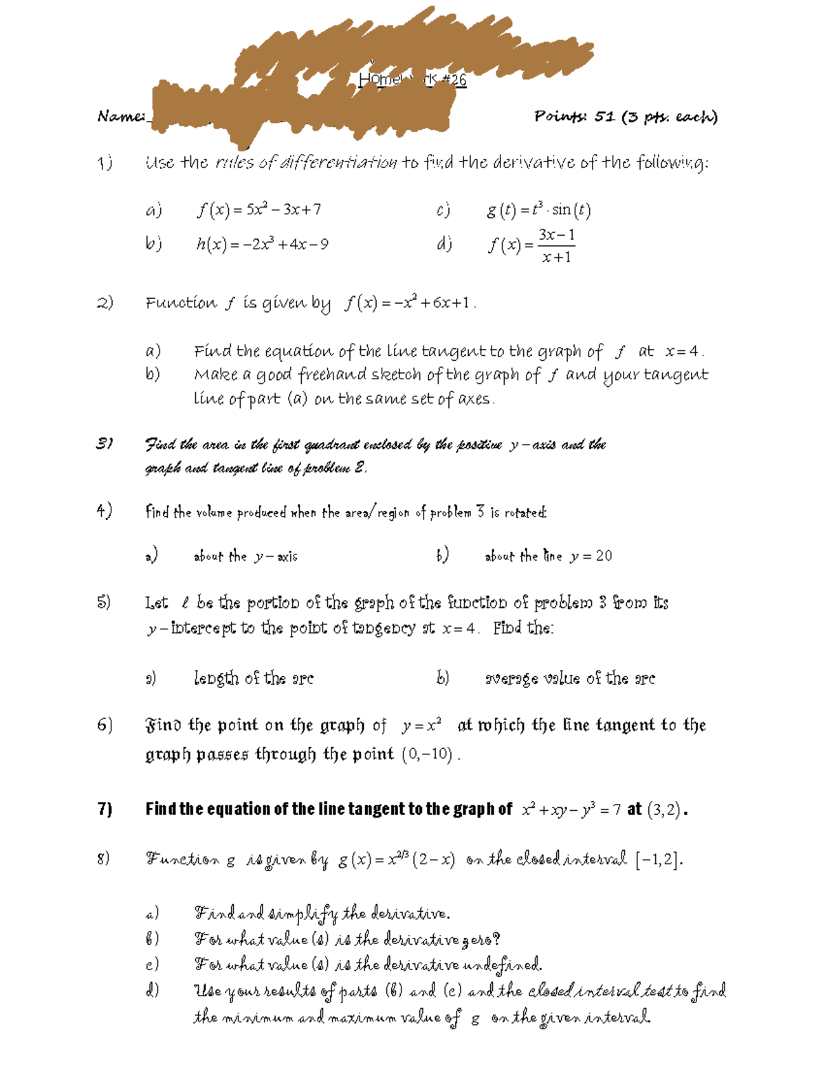 Homework 26 - Ball High School Dual Credit & Advance Placement Calculus ...