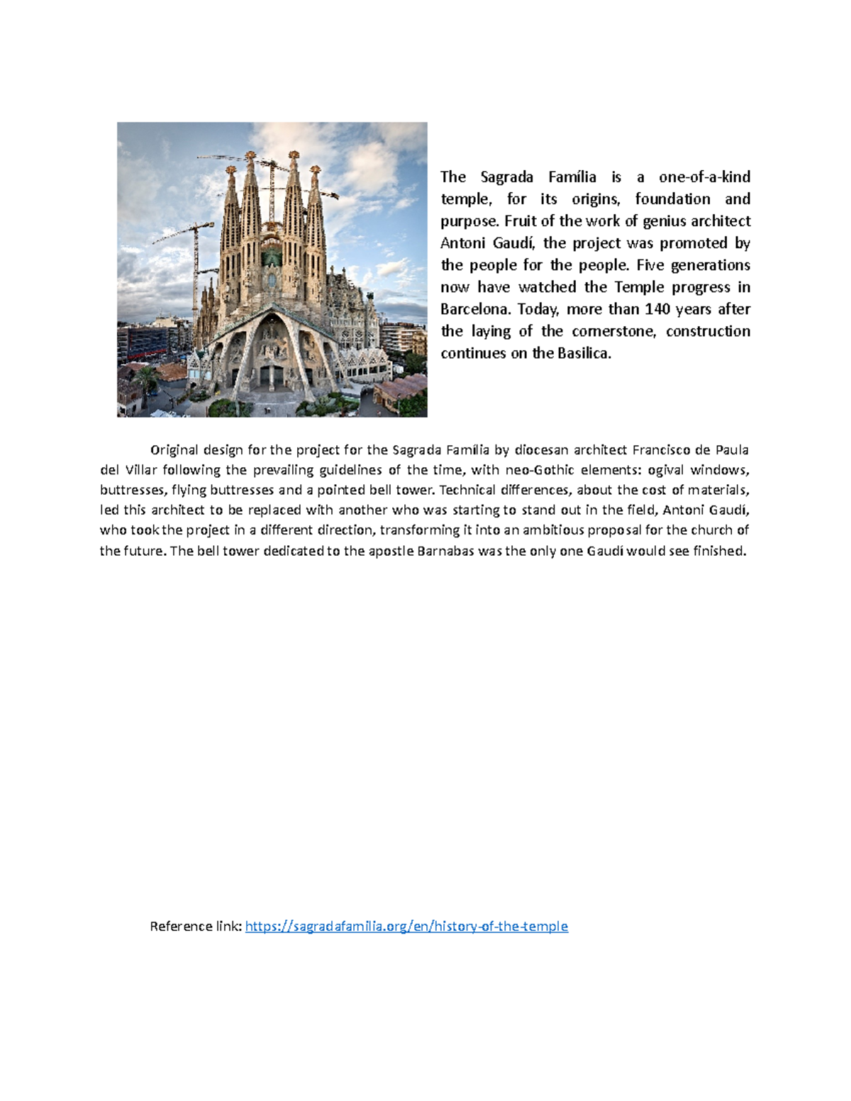 Sagrada Familia - Fruit of the work of genius architect Antoni Gaudí ...