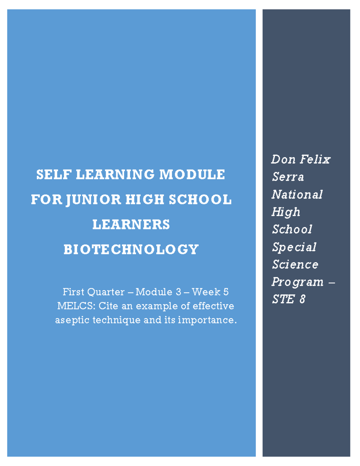 Reagents-BT-wk4 - notes - SELF LEARNING MODULE FOR JUNIOR HIGH SCHOOL ...