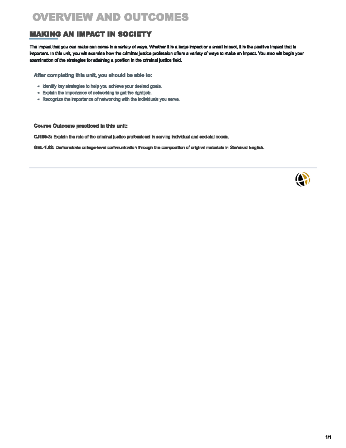 Unit 6 Overview and Outcomes - MAKING AN IMPACT IN SOCIETY The impact ...