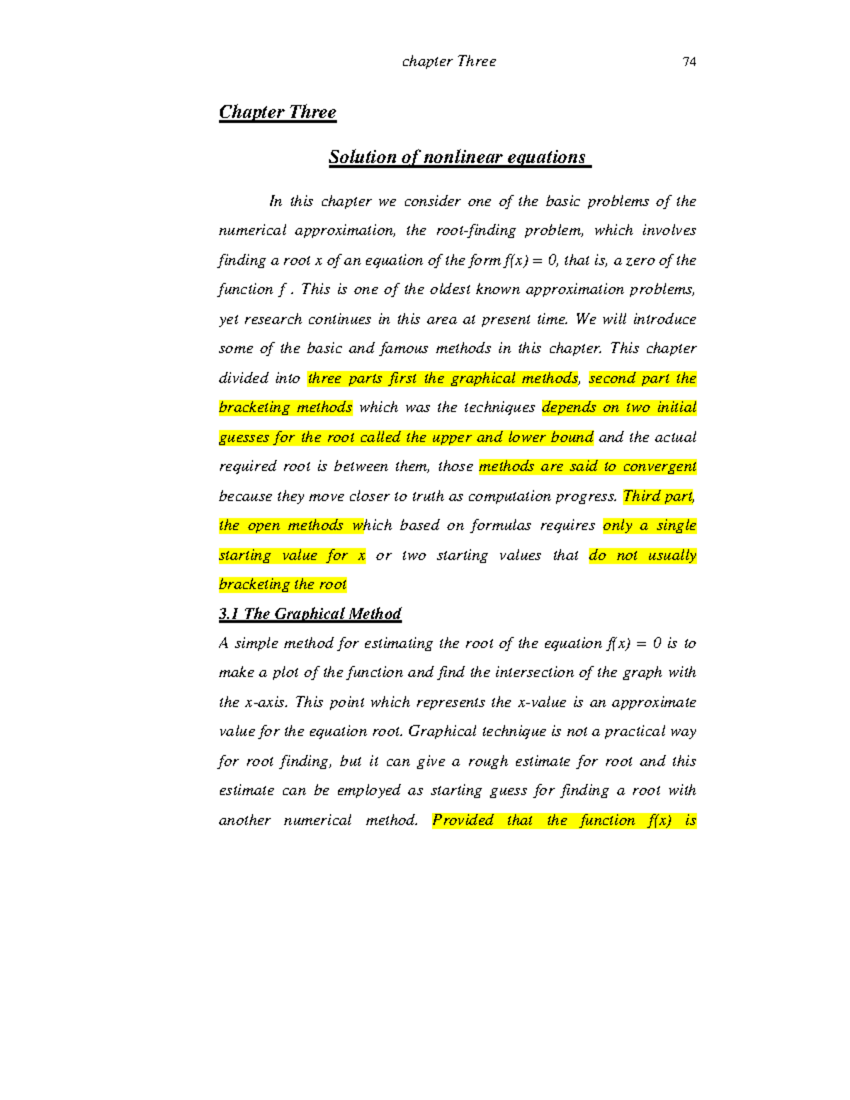 Chap 3 mod - course - chapter Three 74 Chapter Three Solution of ...