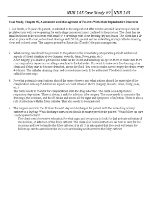 Case Study #5 Pain Management - NUR 145 Case Study # 1 Pain Management ...