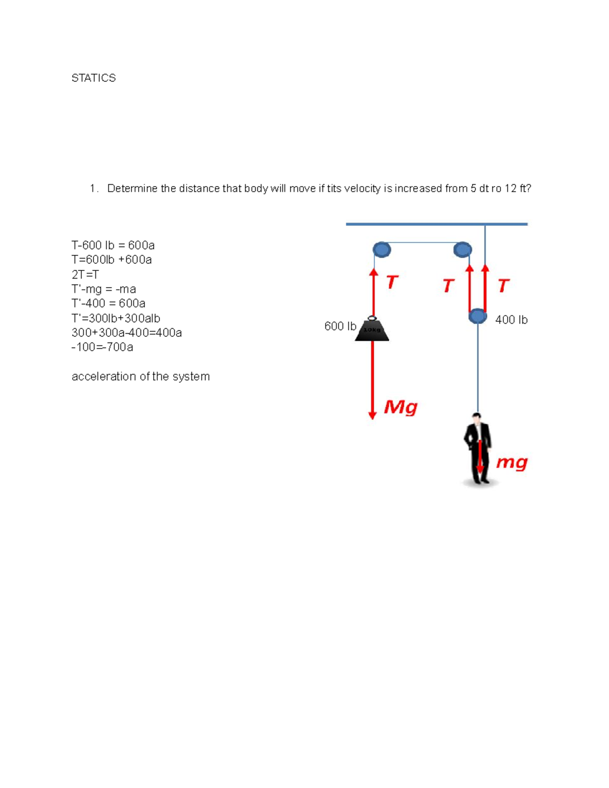 Statics Civil Enginner Statics Determine The Distance That Body