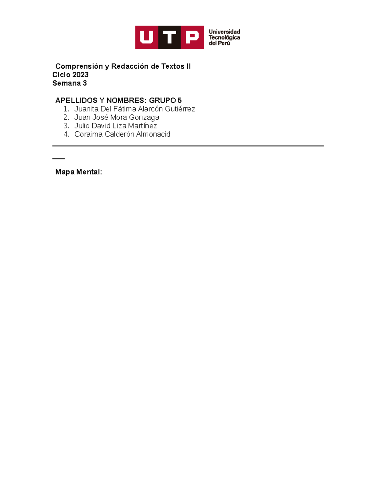 TA 1 CL - Tarea academica 1 - Comprensión y Redacción de Textos II Ciclo 2023 Semana 3 APELLIDOS ...