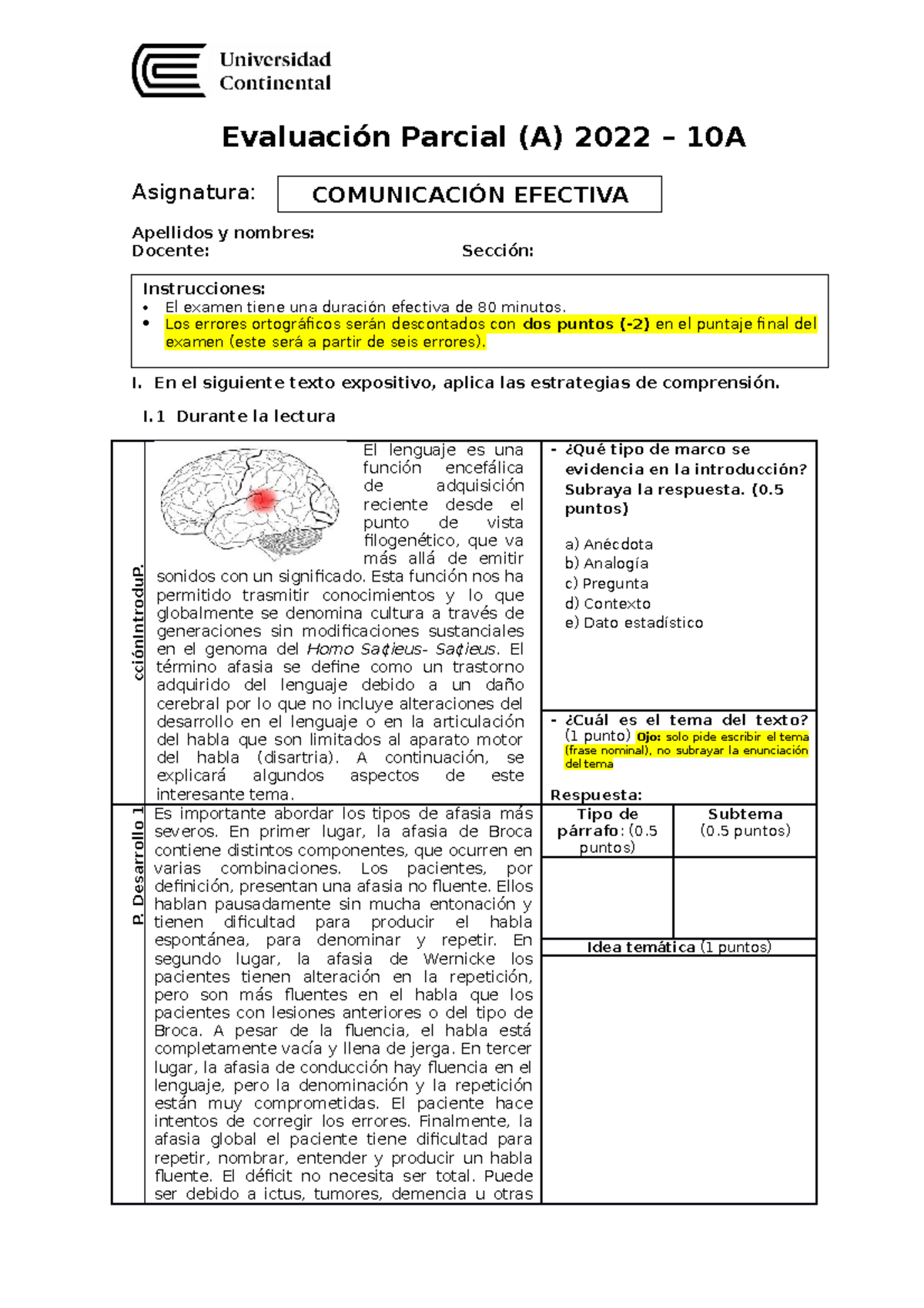 Evaluación Parcial - equipo 1 - Evaluación Parcial (A) 2022 – 10A Asignatura: Apellidos y ...