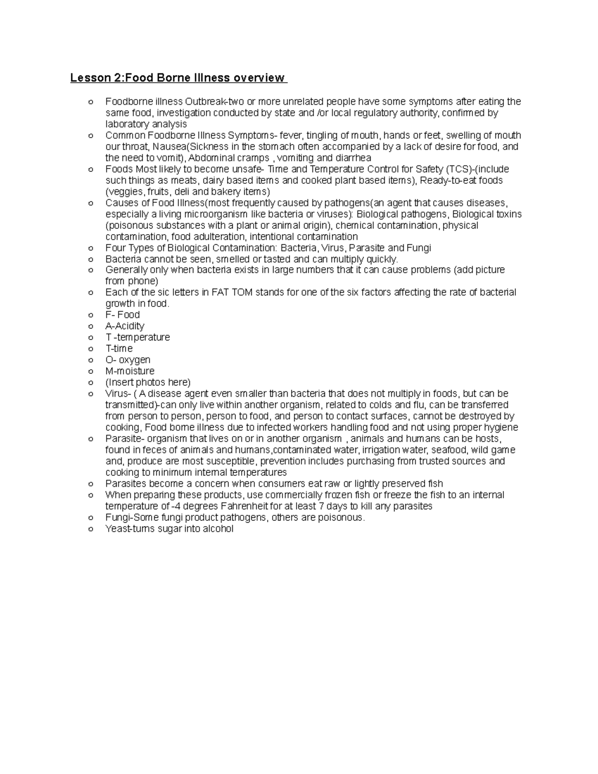 Food Safety Lesson 2 - Lesson 2:Food Borne Illness overview Foodborne ...