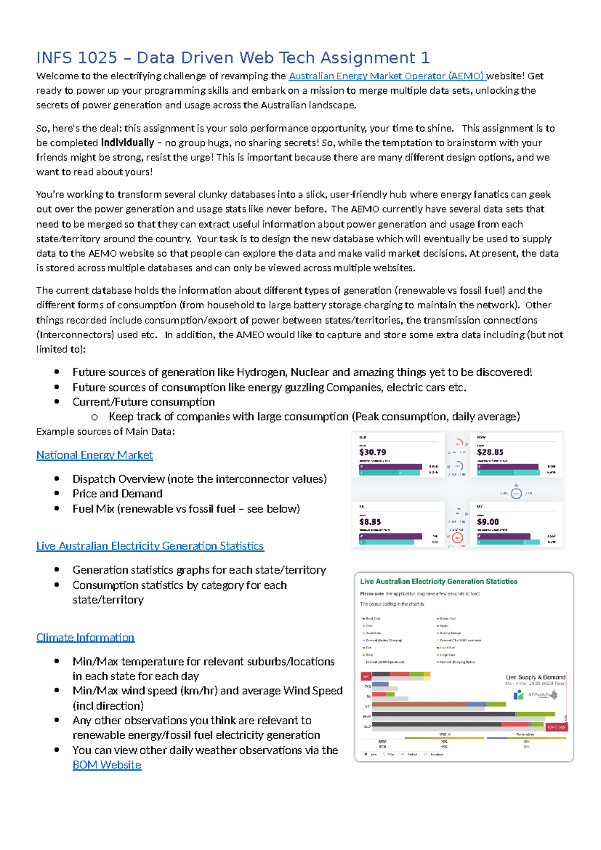 Assignment 1V2 - INFS 1025 – Data Driven Web Tech Assignment 1 Welcome to the electrifying ...