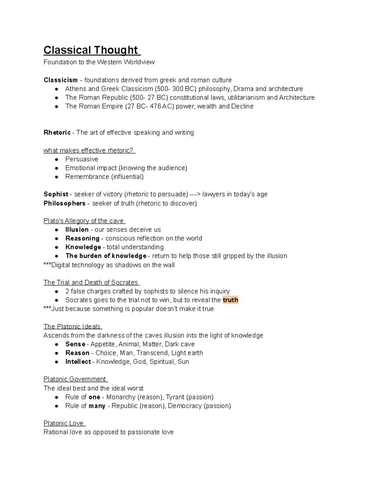 Classical Thought - Classical Thought Foundation to the Western ...