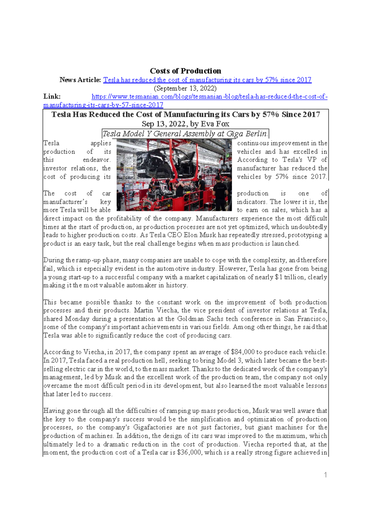 Tesla - Tesla applies continuous improvement in the production of its ...