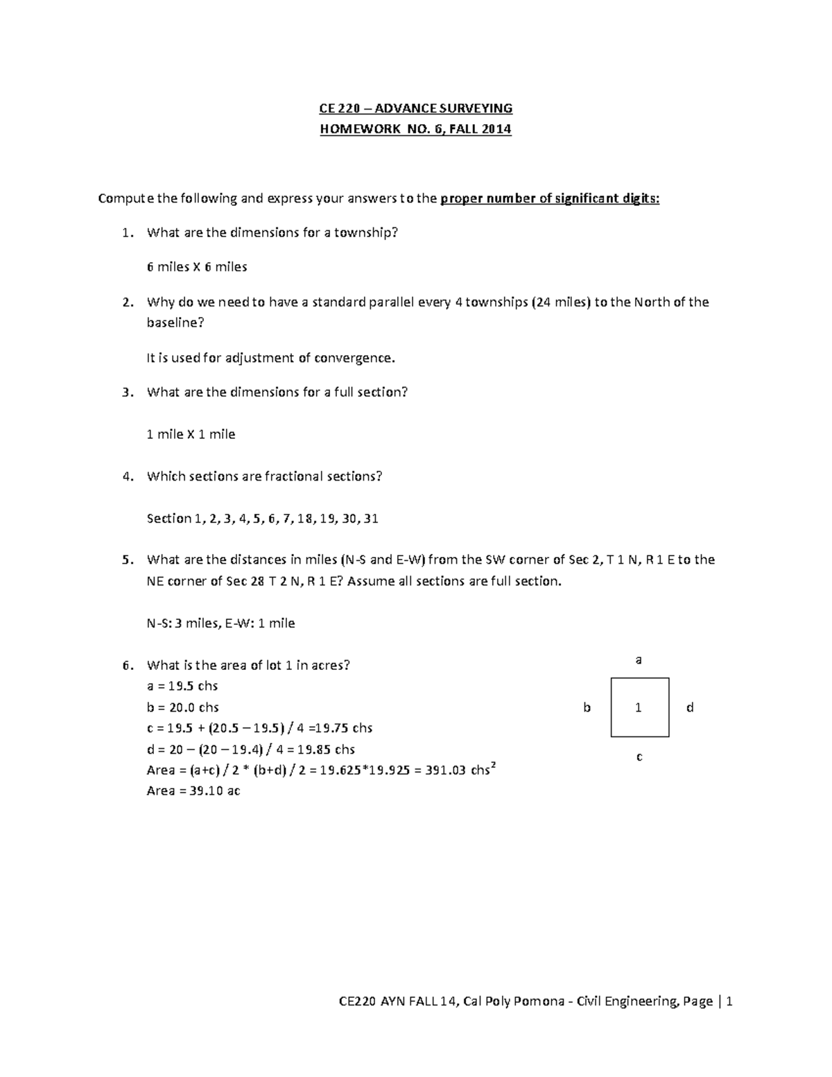 CE 220 HW6 Solutions - CE220 AYN FALL 14, Cal Poly Pomona -­‐ Civil ...