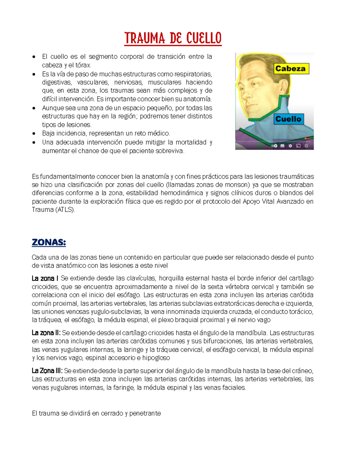 Trauma de Cuello - Cirugía General - TRAUMA DE CUELLO El cuello es el ...