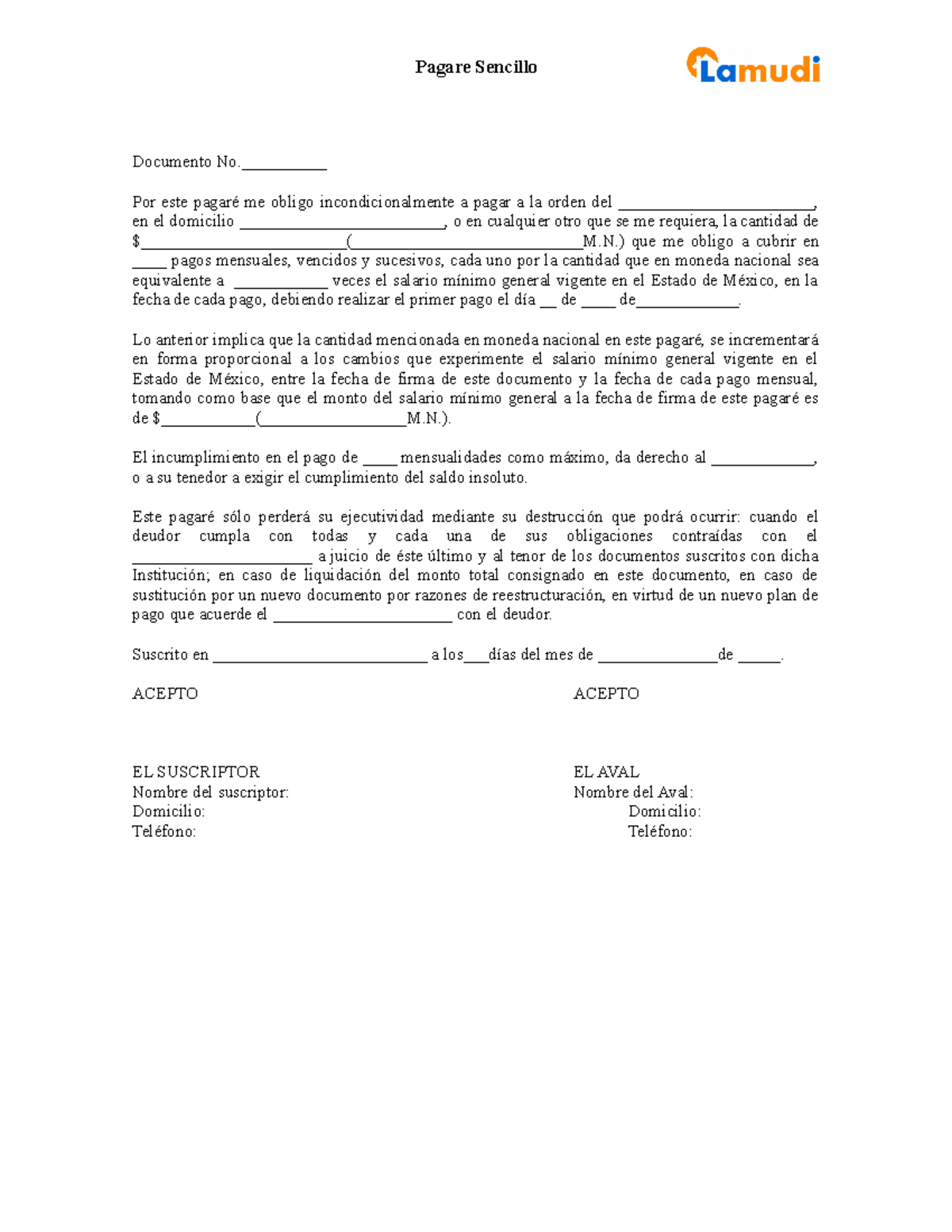 Pagare-sencillo - pagaré ejemplo - Pagare Sencillo Documento No ...