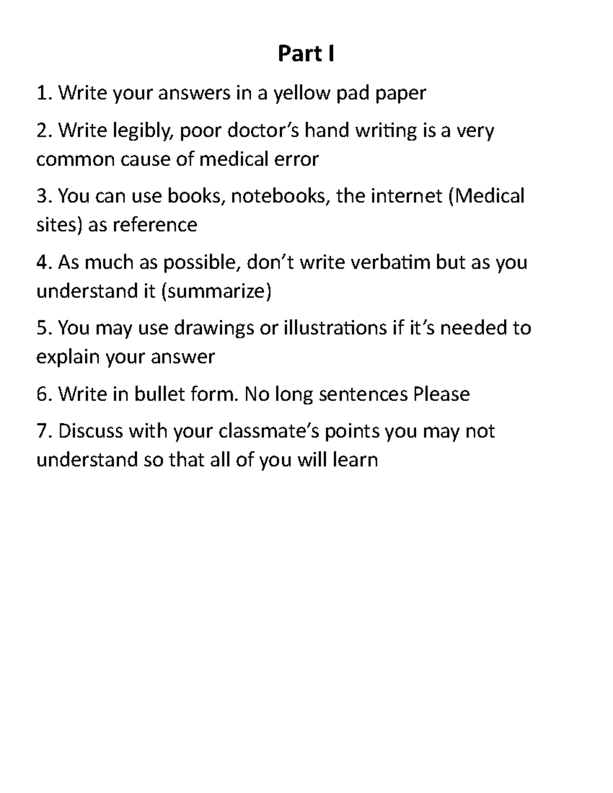Part I test.tetanus.exam - Part I 1. Write your answers in a yellow pad ...