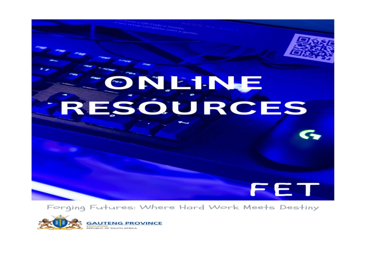 FET Curriculum Online Resources Links - Contents - Studocu