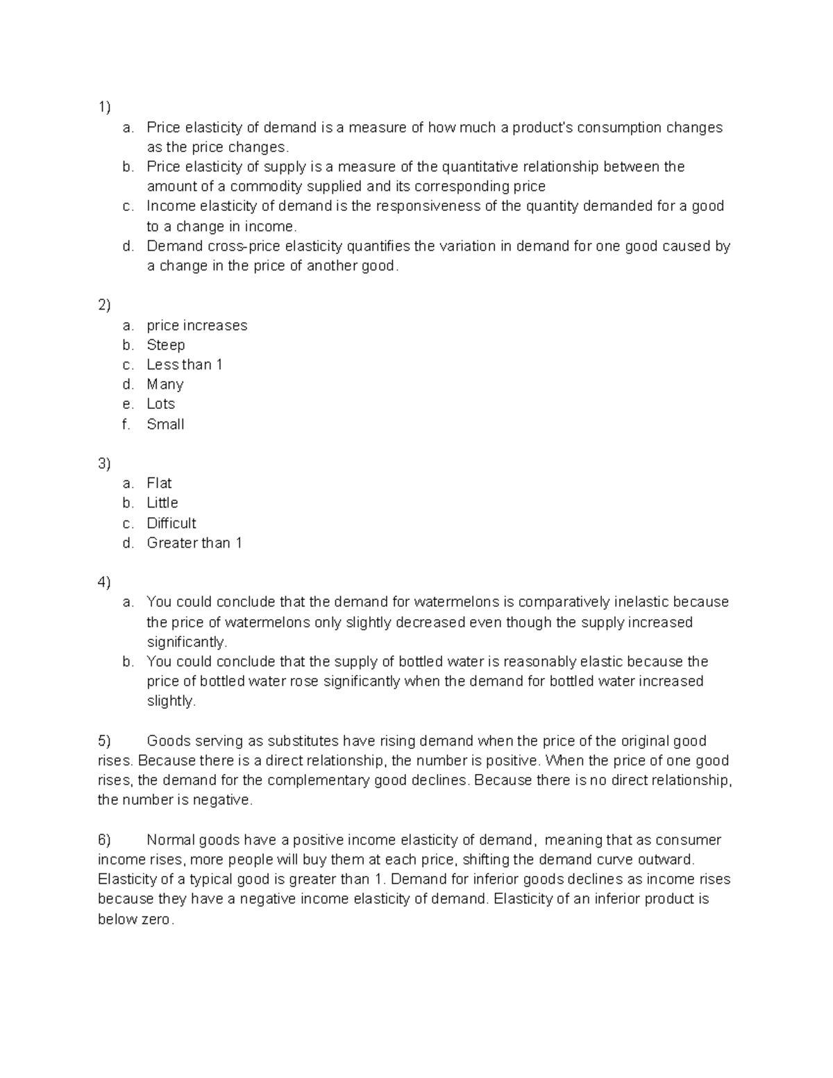 AP Econ 3.4.5 Price Elasticity - 1) a. Price elasticity of demand is a ...