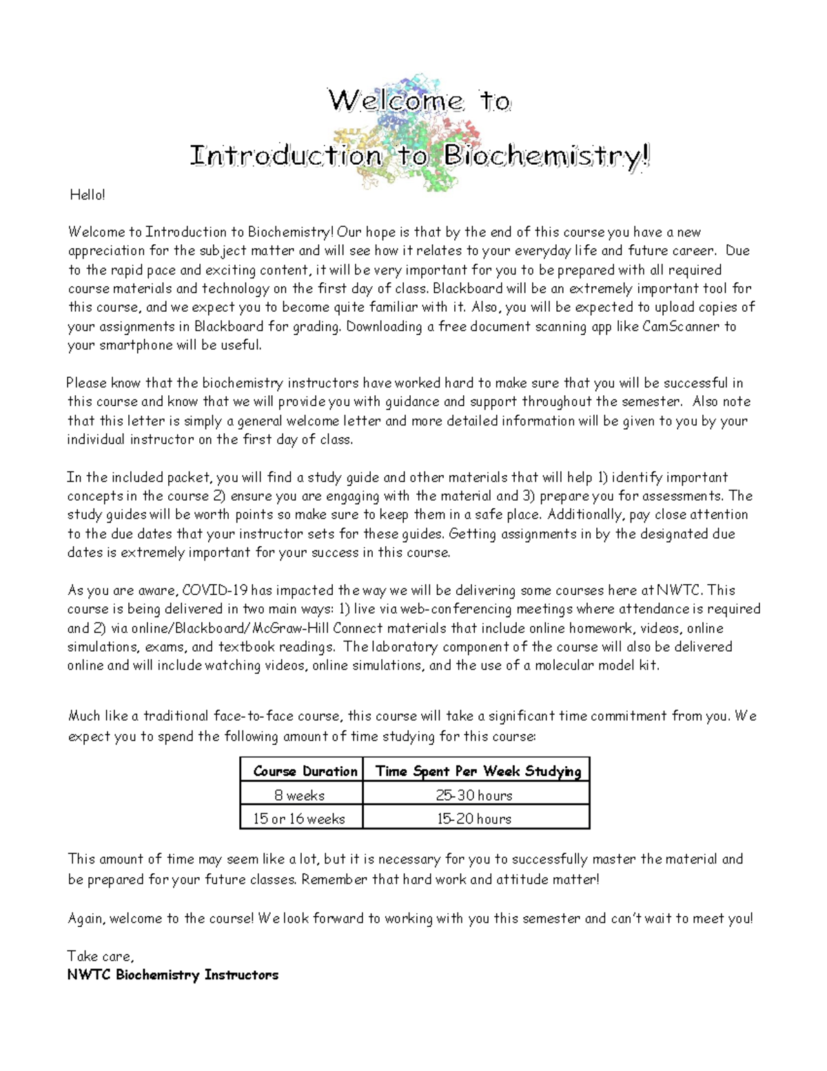 Biochem Packet Summer 2021 - Hello! Welcome to Introduction to ...