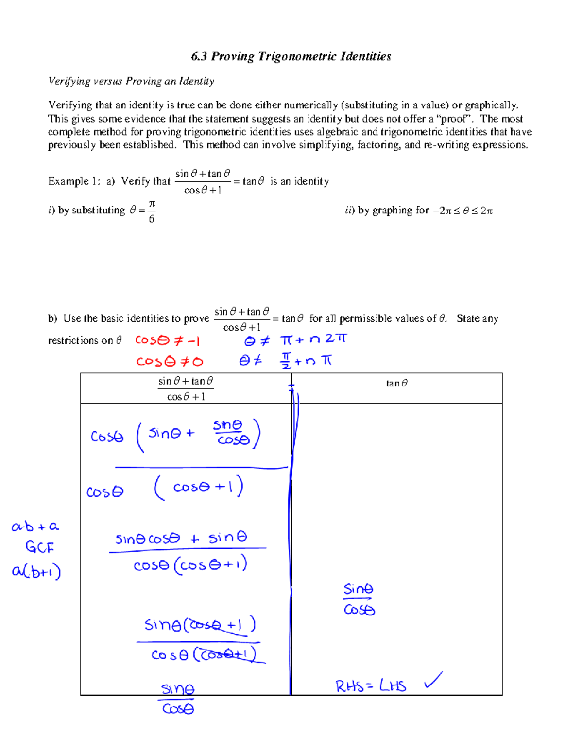 Trigonometric identities - 6 Proving Trigonometric Identities Verifying ...
