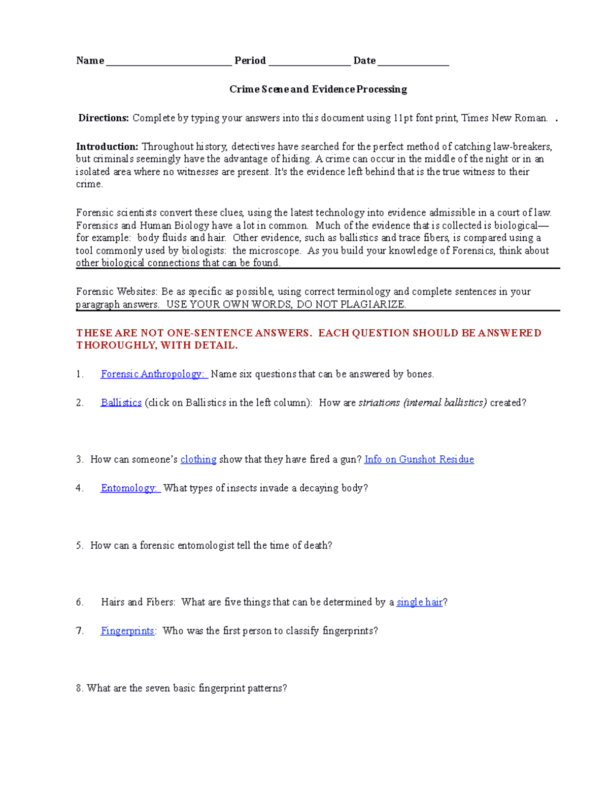 Forensic - We quest - Name _______________________ Period ...