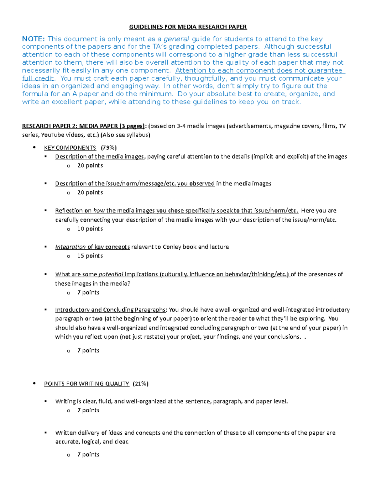 Guidelines for Media Research Paper - GUIDELINES FOR MEDIA RESEARCH ...