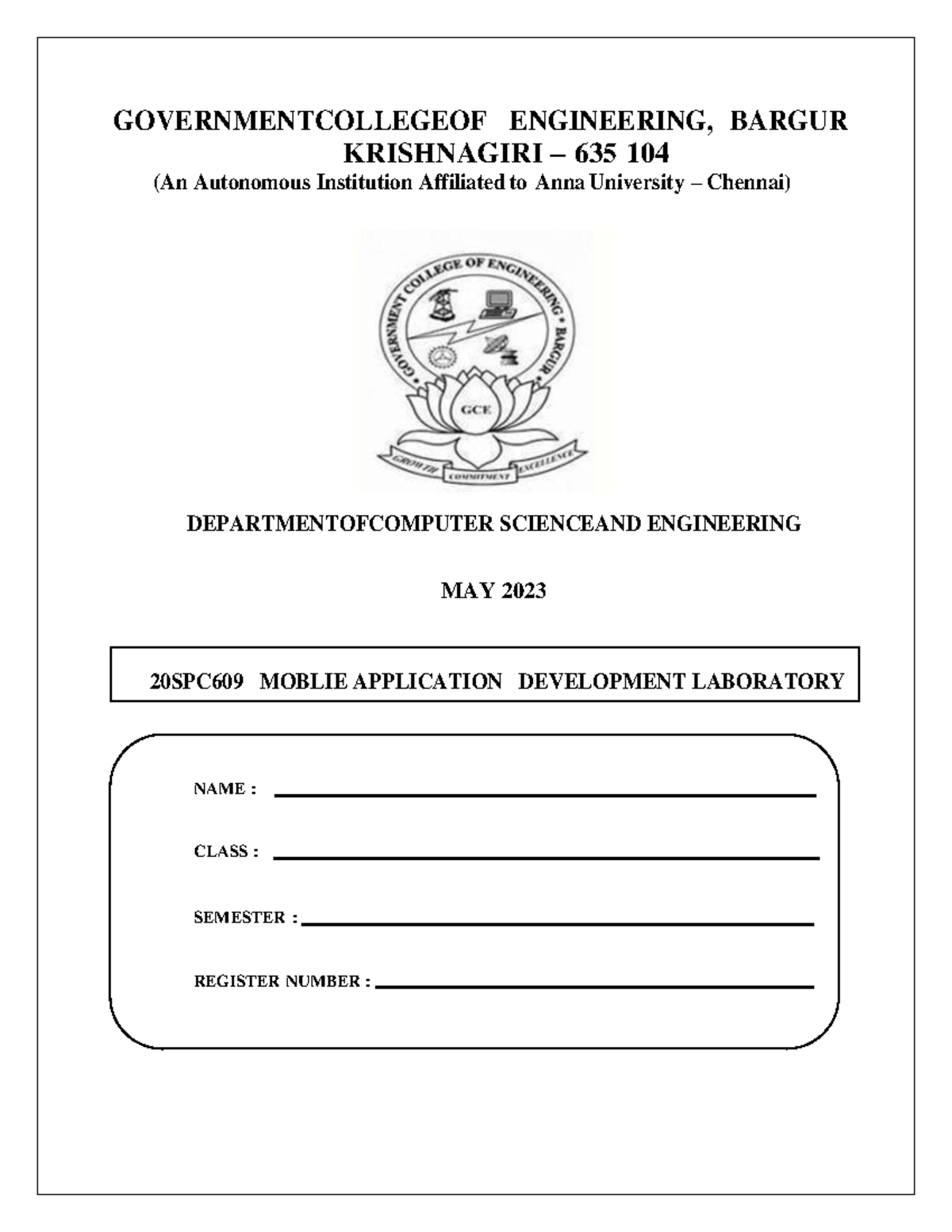 20SPC609-Mobile Application Development Laboratory Manual - 20SPC609 ...